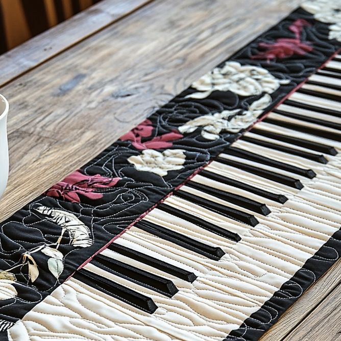 Floral Keys Piano Quilted Table Runner NCU0DV1286 – Vantique
