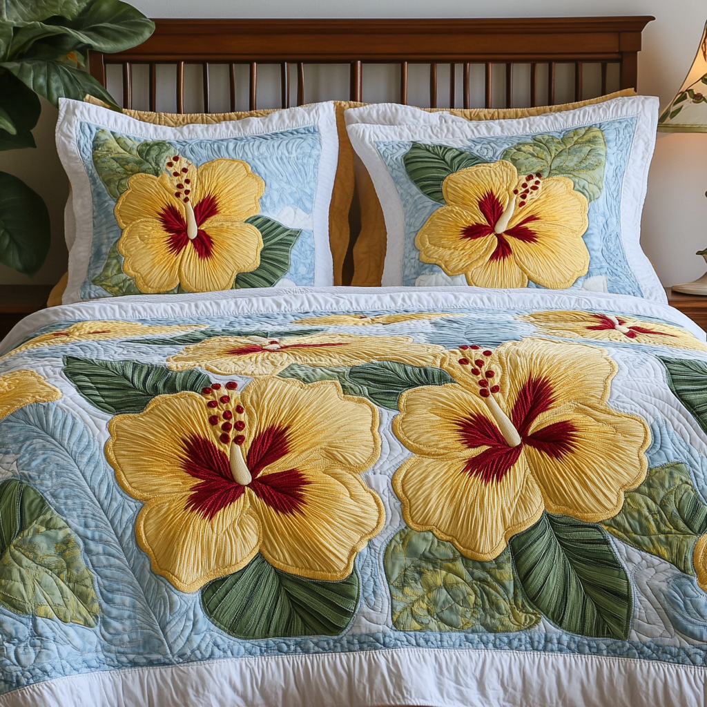 Floral Paradise 3-Piece Quilted Bedding Set NCU0VH4102 – Vantique