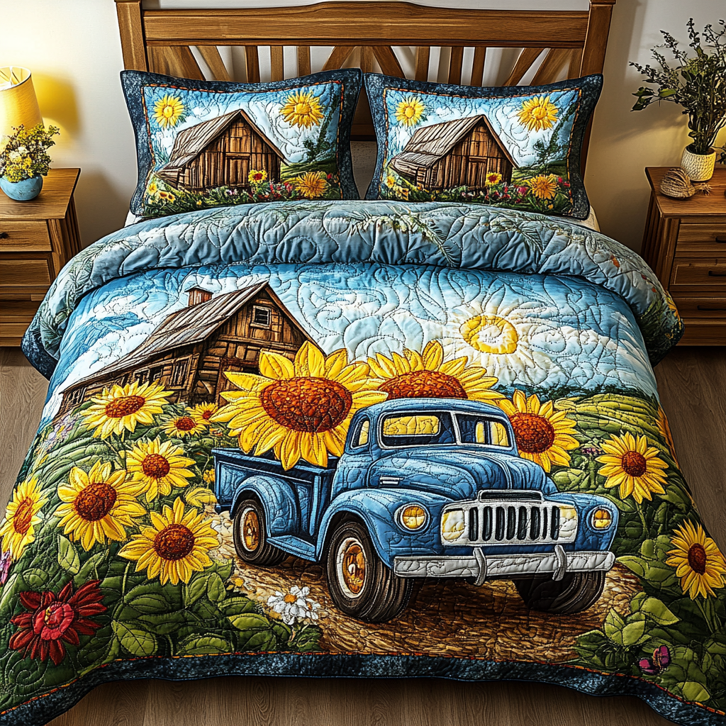 Floral Road 3-Piece Quilted Bedding Set NCU0VL2022 – Vantique