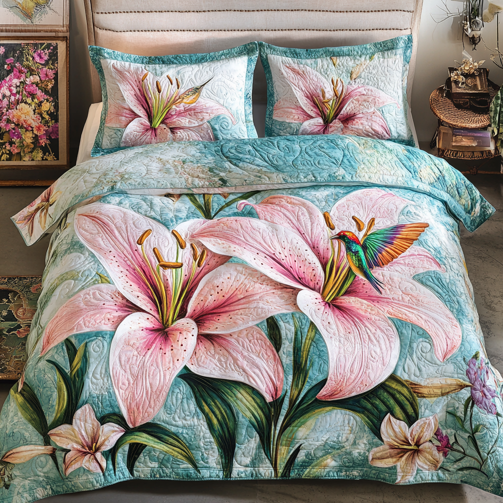 Floral Serenity 3-Piece Quilted Bedding Set NCU0VH4031 – Vantique