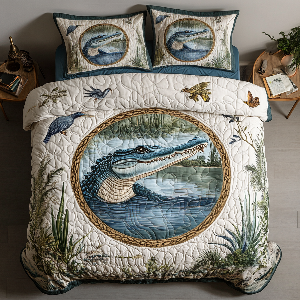 Florida Wild 3-Piece Quilted Bedding Set NCU0VH4246 – Vantique
