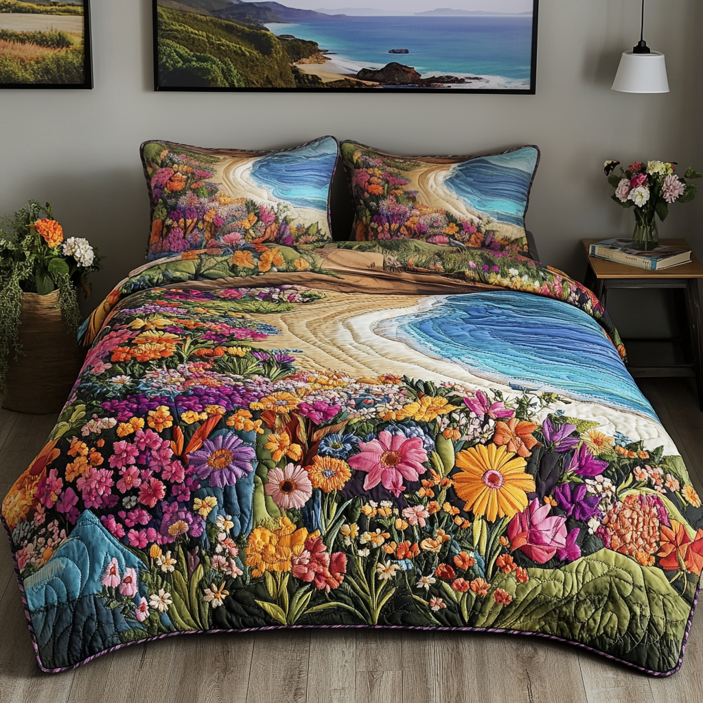Flowery Escape 3-Piece Quilted Bedding Set NCU0VH4030 – Vantique