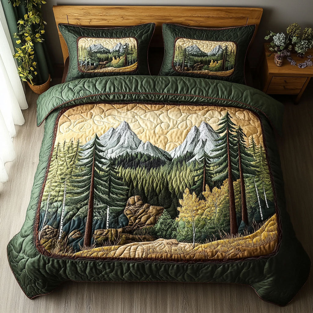 Forest Pathway 3-Piece Quilted Bedding Set NCU0NT6446 – Vantique