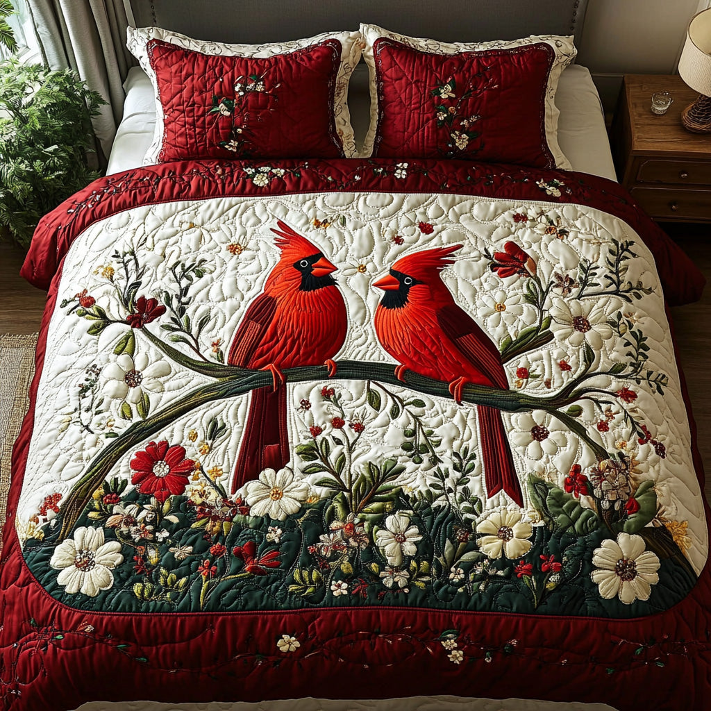 Forever Cardinal 3-Piece Quilted Bedding Set NCU0DV6677 – Vantique