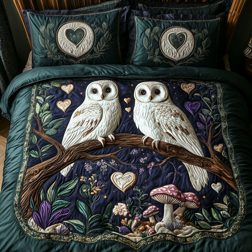 Forever Owls 3-Piece Quilted Bedding Set NCU0PT2872 – Vantique