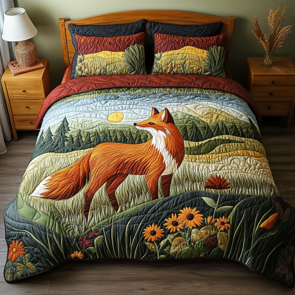 Fox Tracks 3-Piece Quilted Bedding Set NCU0DK6922 – Vantique