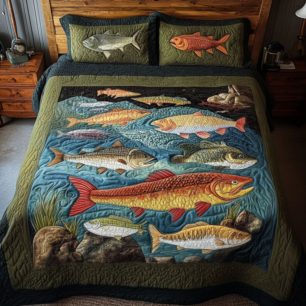 Freshwater Quest 3-Piece Quilted Bedding Set NCU0PT5543 – Vantique