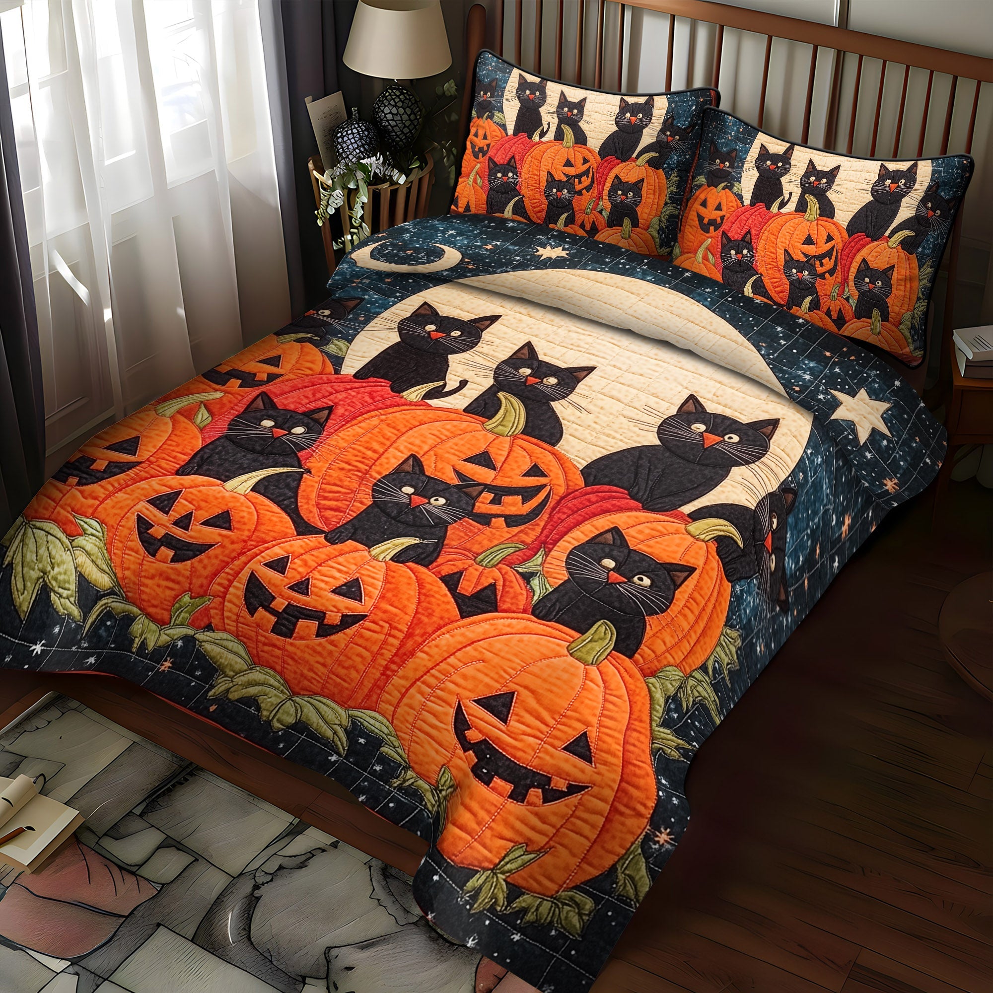 Fright Night Fun 3-Piece Quilted Bedding Set NCU0DV952 – Vantique
