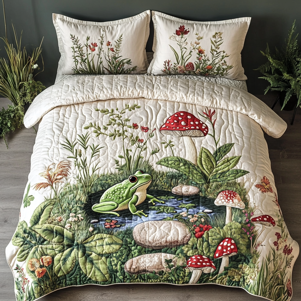 Frog Hollow 3-Piece Quilted Bedding Set NCU0VH3549 – Vantique