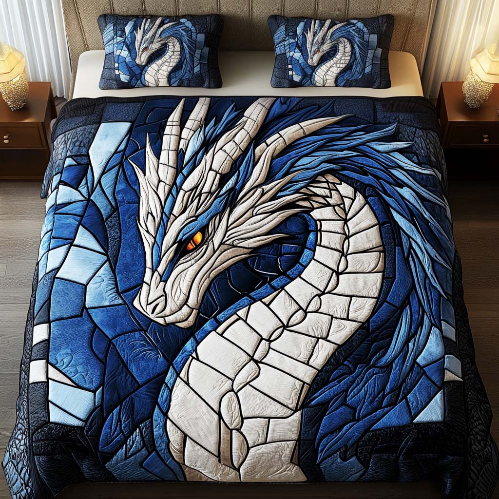 Frost Serpent 3-Piece Quilted Bedding Set NCU0NT2181 – Vantique