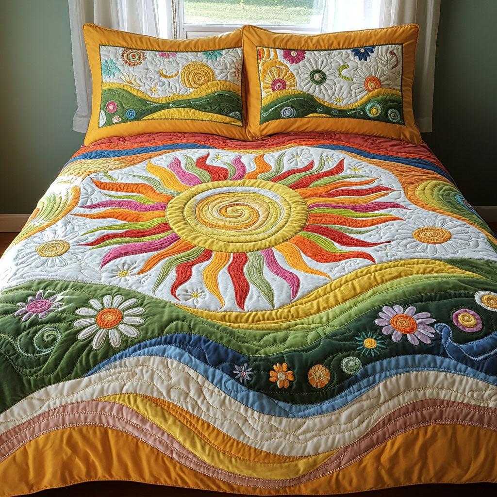 Funky Sunburst 3-Piece Quilted Bedding Set NCU0PT5532 – Vantique