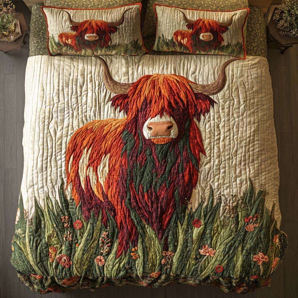 Gentle Highland Spirit 3-Piece Quilted Bedding Set NCU0NT8290 – Vantique