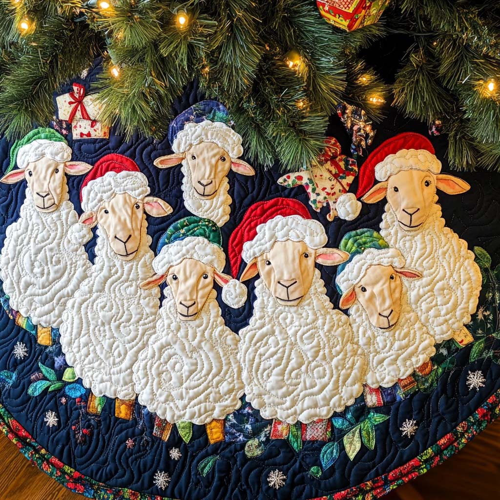 Gentle Ram Christmas Quilted Tree Skirt NCU0NT10791 – Vantique
