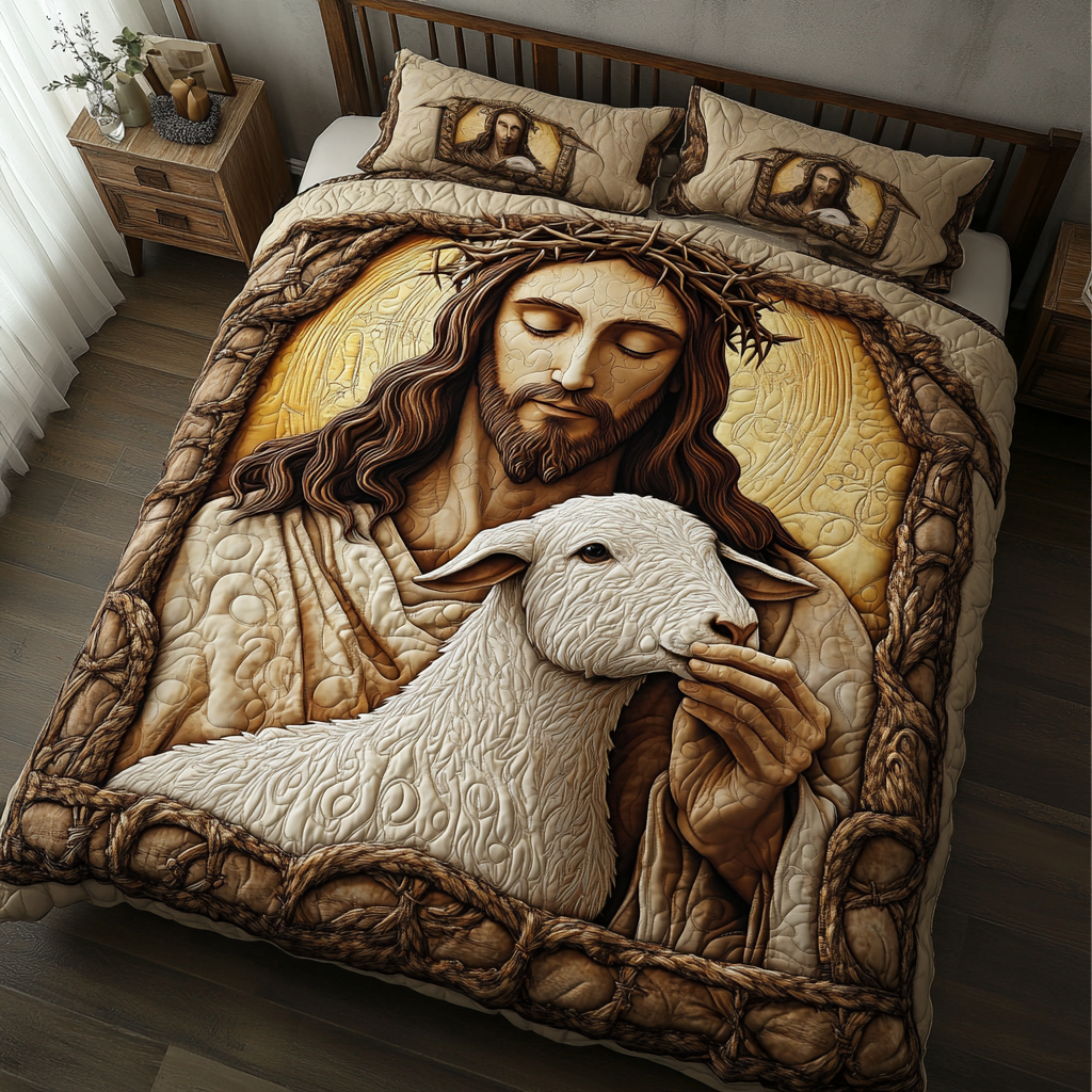 Gentle Savior 3-Piece Quilted Bedding Set NCU0DK8129 – Vantique