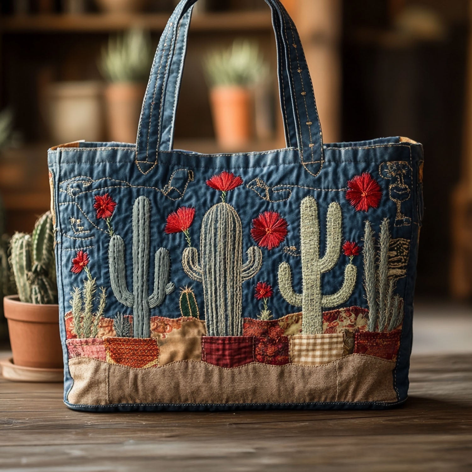 Gilded Succulent Quilted Tote Bag NCU0PT8459 – Vantique