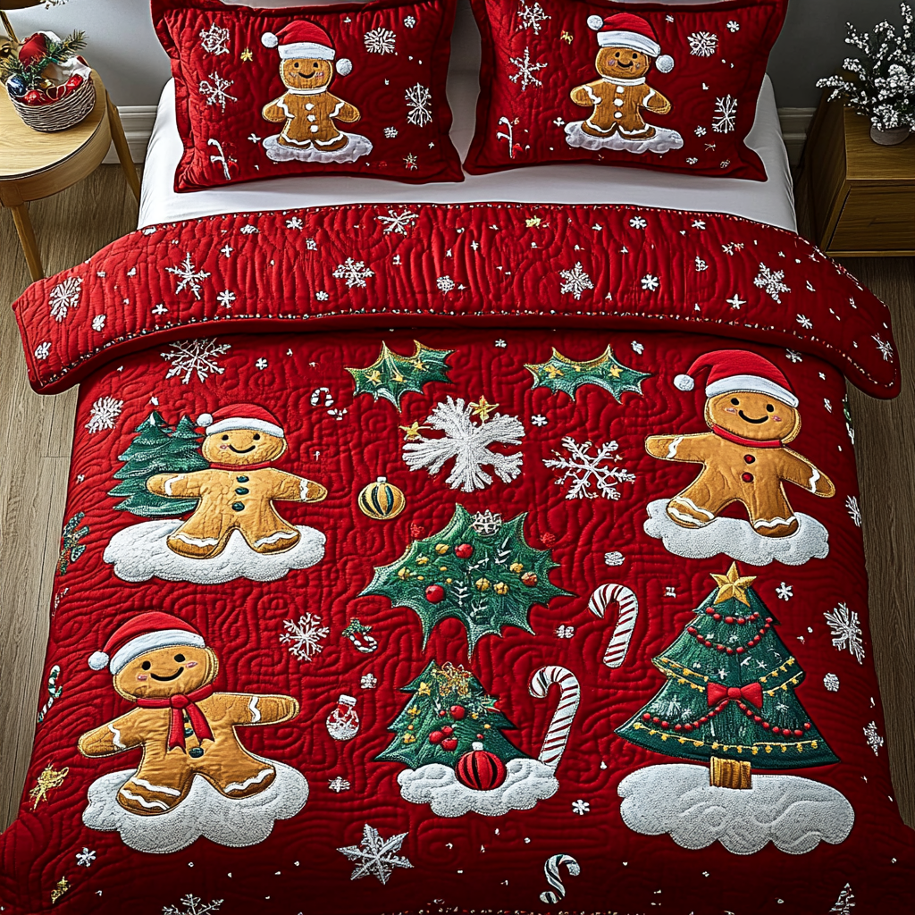 Gingerbread Dreams 3-Piece Quilted Bedding Set NCU0DK2177 – Vantique