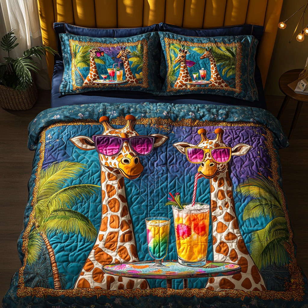 Giraffe Dream 3-Piece Quilted Bedding Set NCU0DK7354 – Vantique