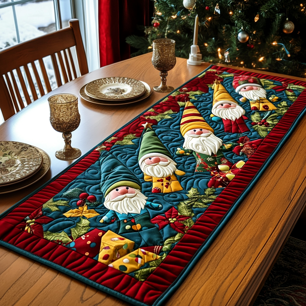 Gnome Gift Quilted Table Runner NCU0DV1190 – Vantique