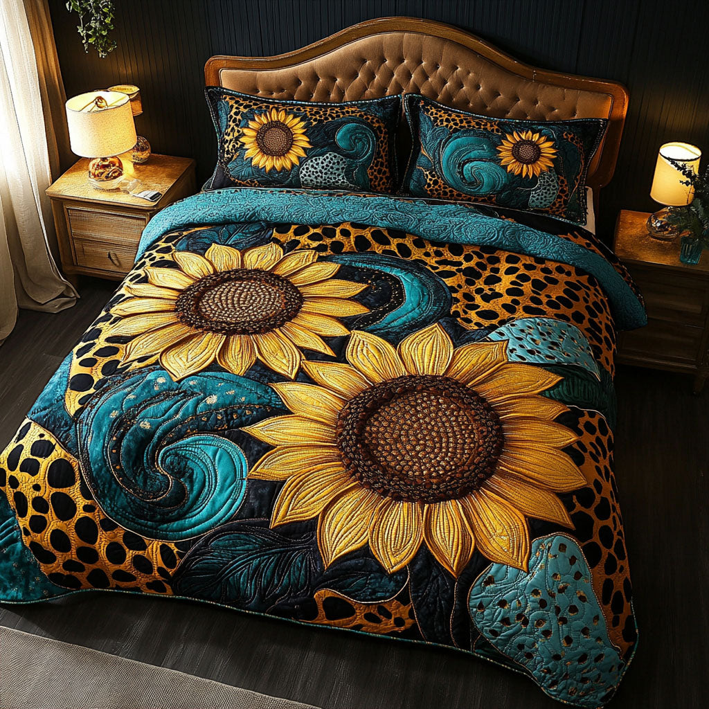 Golden Blooms 3-Piece Quilted Bedding Set NCU0NT5526 – Vantique