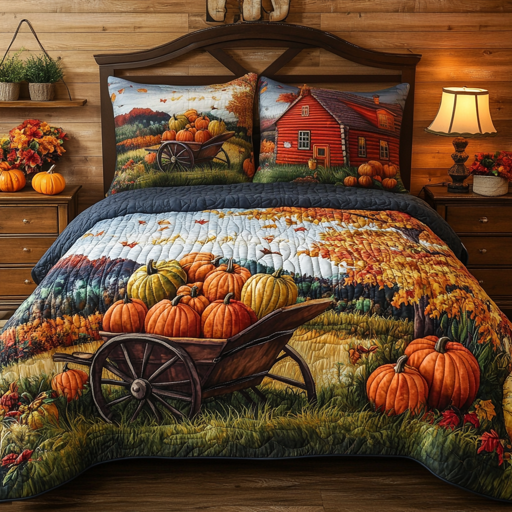 Golden Cart 3-Piece Quilted Bedding Set NCU0VL2859 – Vantique