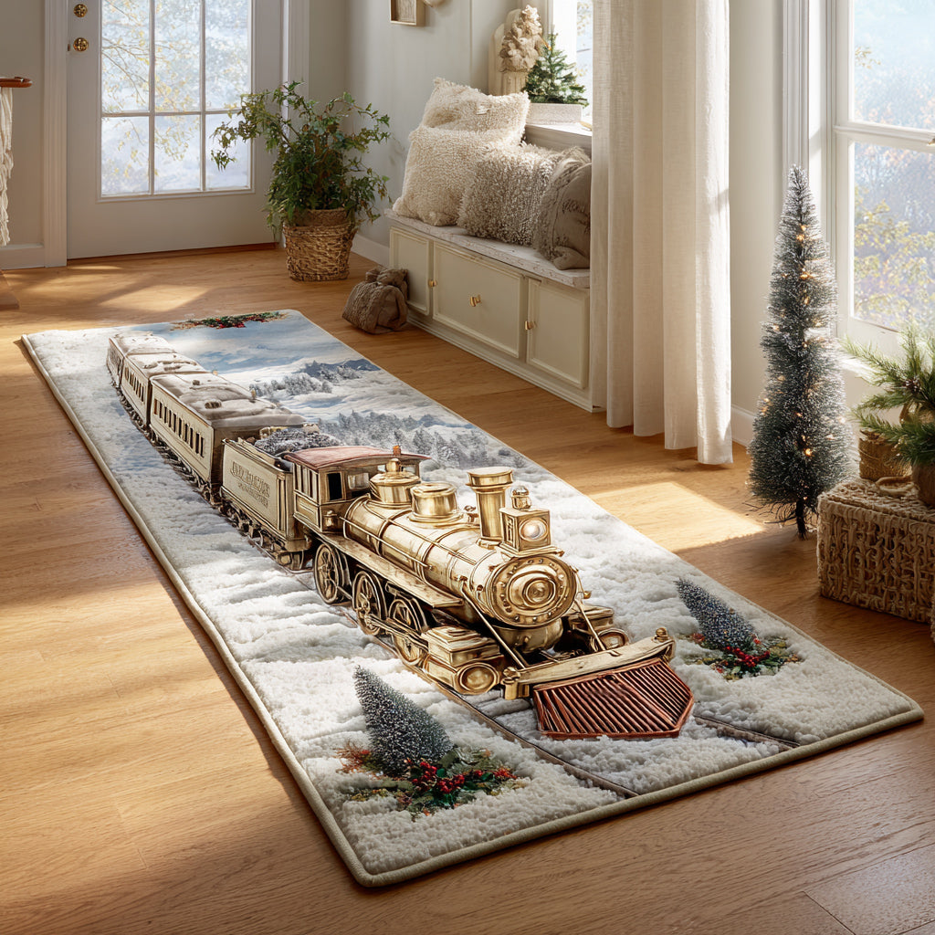 Golden Christmas Train Runner Carpet NCU0HH962 – Vantique