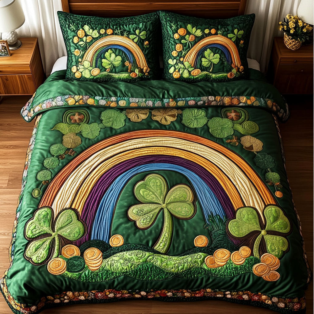 Golden Clover Rainbow 3-Piece Quilted Bedding Set NCU0NT2870 – Vantique