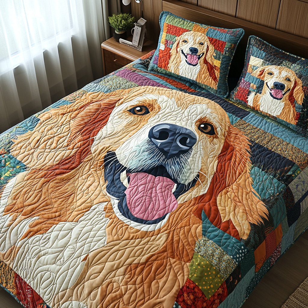 Golden Dreams 3-Piece Quilted Bedding Set NCU0DV5495 – Vantique