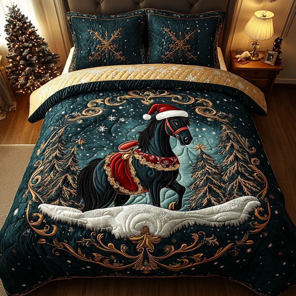 Golden Hooves 3-Piece Quilted Bedding Set NCU0DK2765 – Vantique