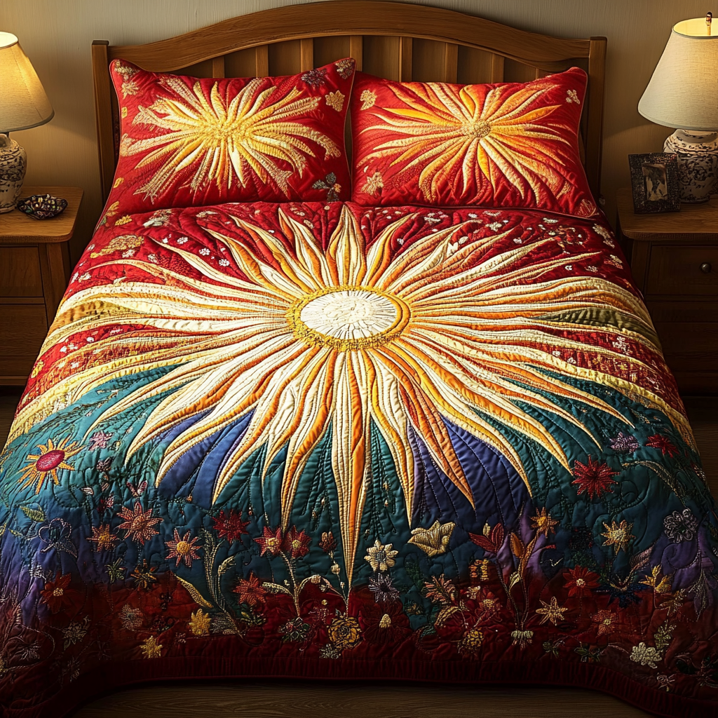 Golden Horizon 3-Piece Quilted Bedding Set NCU0VH2659 – Vantique