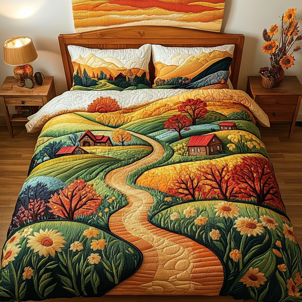 Golden Horizons 3-Piece Quilted Bedding Set NCU0VL1540 – Vantique