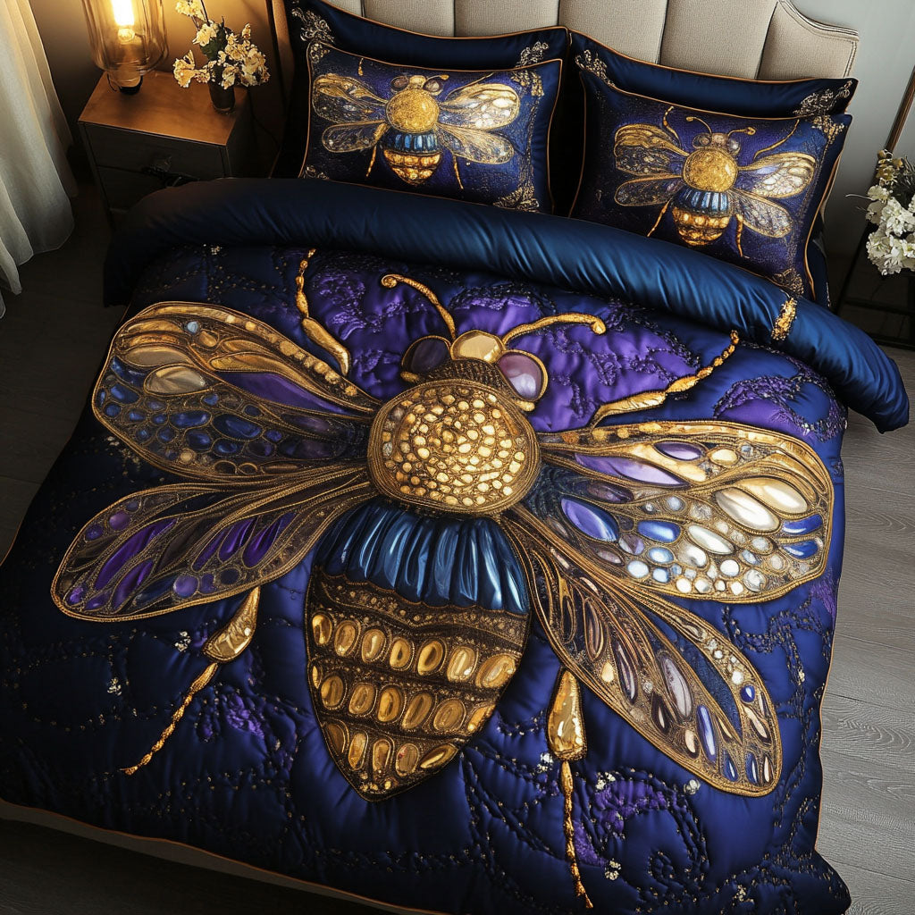 Golden Jewel Bee 3-Piece Quilted Bedding Set NCU0NT5028 – Vantique