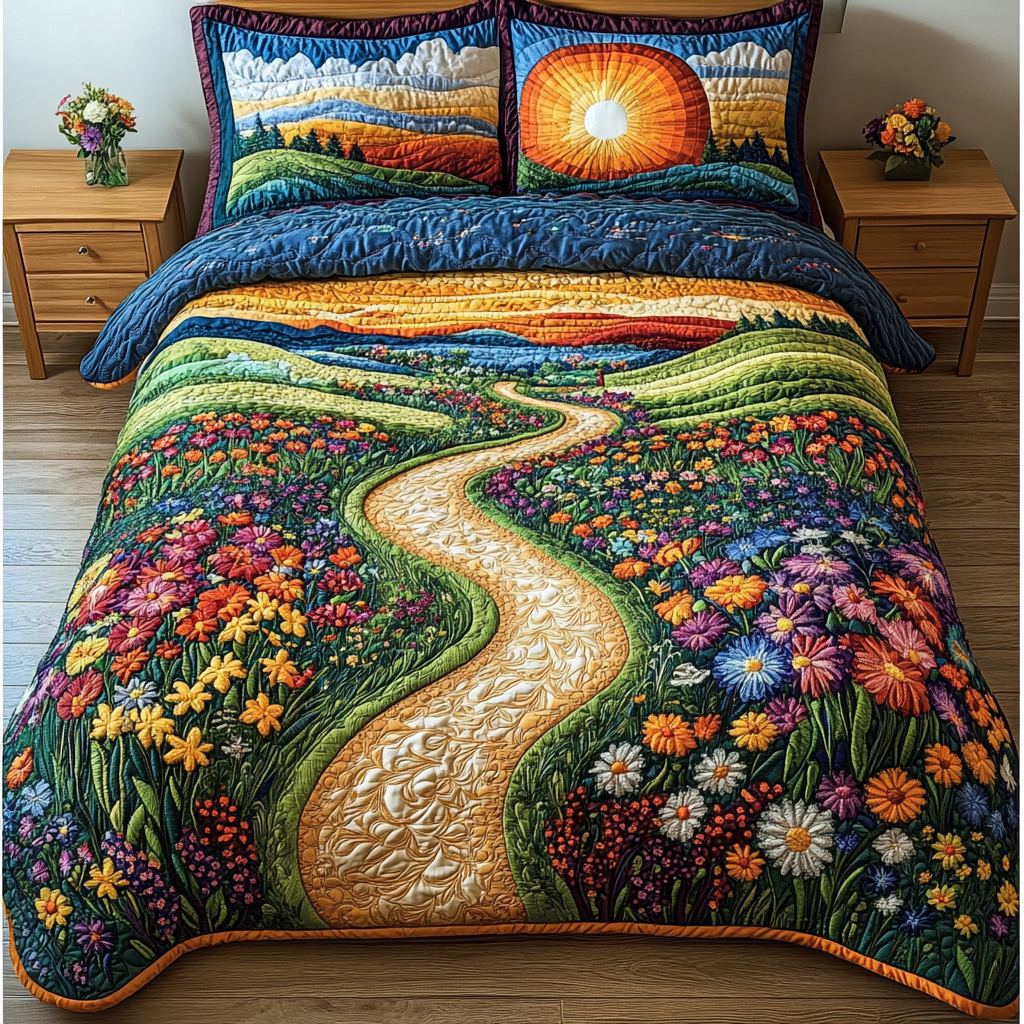 Golden Pathway 3-Piece Quilted Bedding Set NCU0DK3782 – Vantique