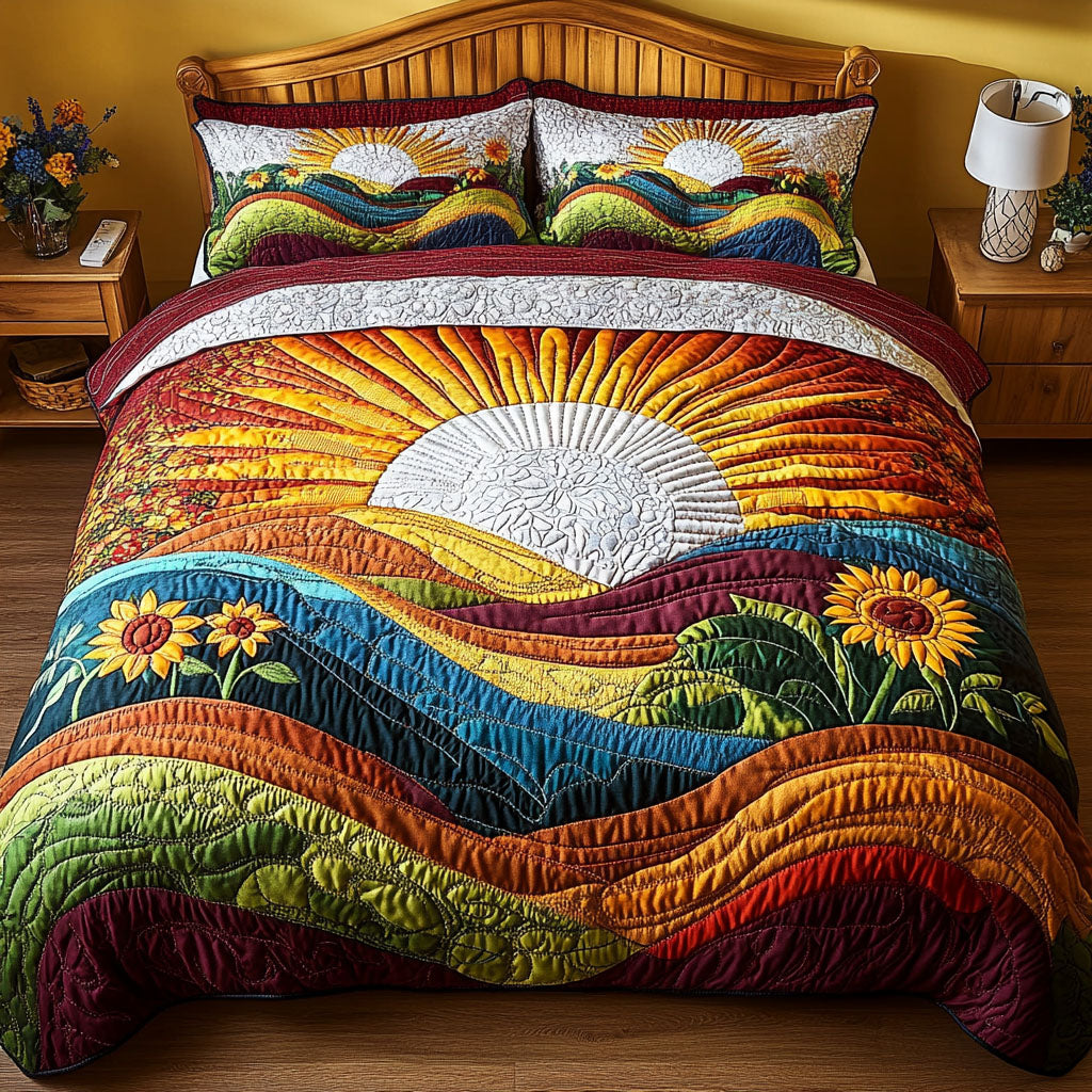 Golden Rays of Comfort 3-Piece Quilted Bedding Set NCU0PT4476 – Vantique