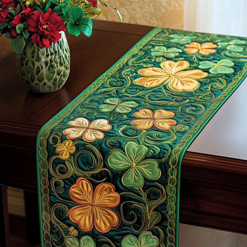 Golden Shamrock Quilted Table Runner NCU0NT3349 – Vantique