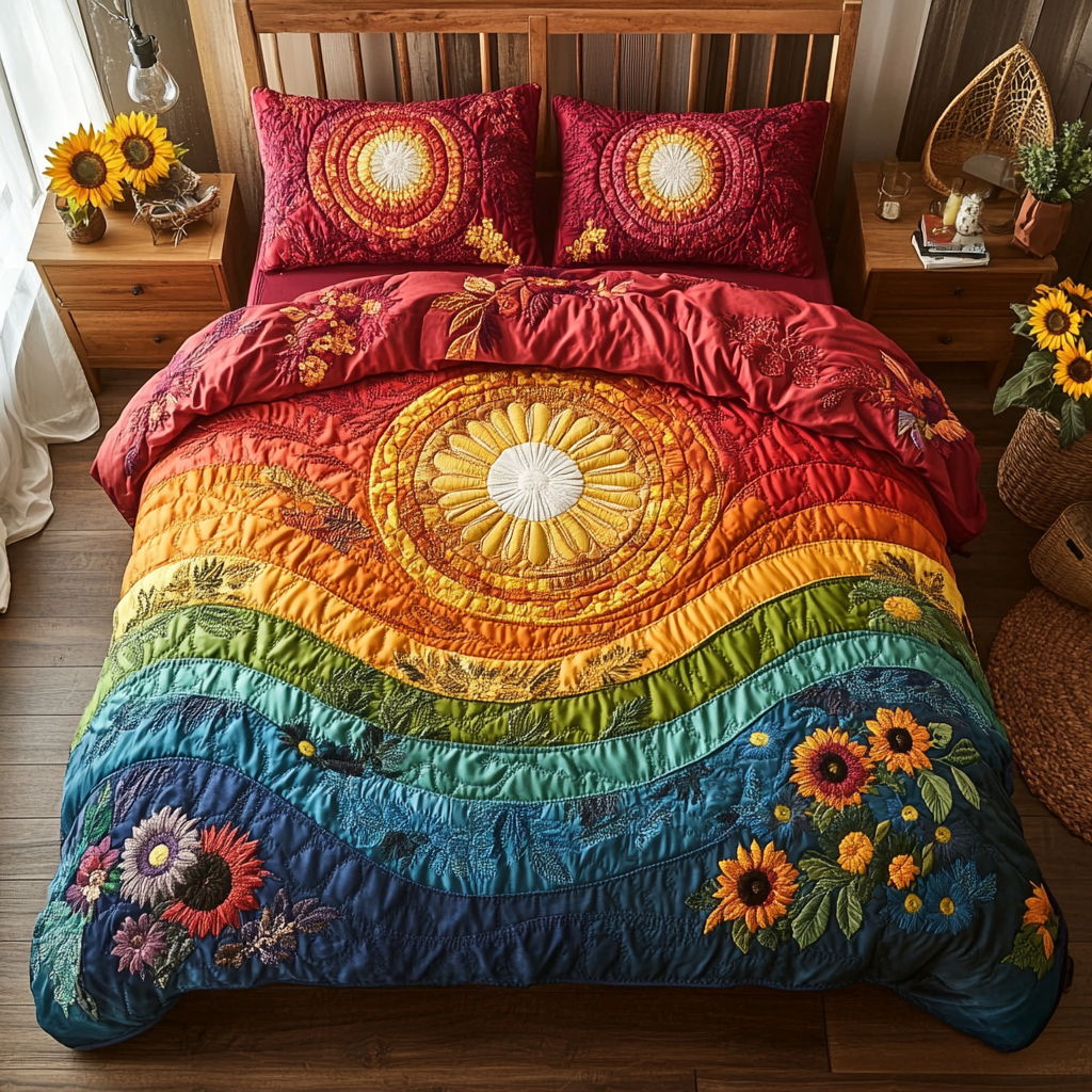Golden Sun 3-Piece Quilted Bedding Set NCU0VL1494 – Vantique