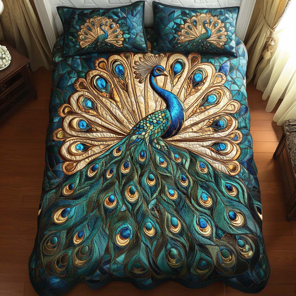 Golden Tail Symphony 3-Piece Quilted Bedding Set NCU0NT2371 – Vantique