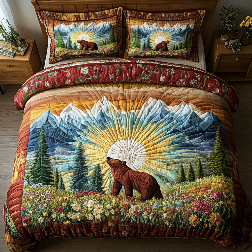 Golden Wilderness 3-Piece Quilted Bedding Set NCU0VH2714 – Vantique