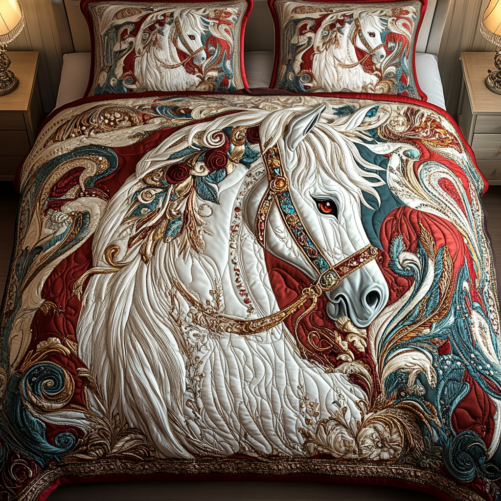 Graceful Gallop 3-Piece Quilted Bedding Set NCU0VH1956 – Vantique