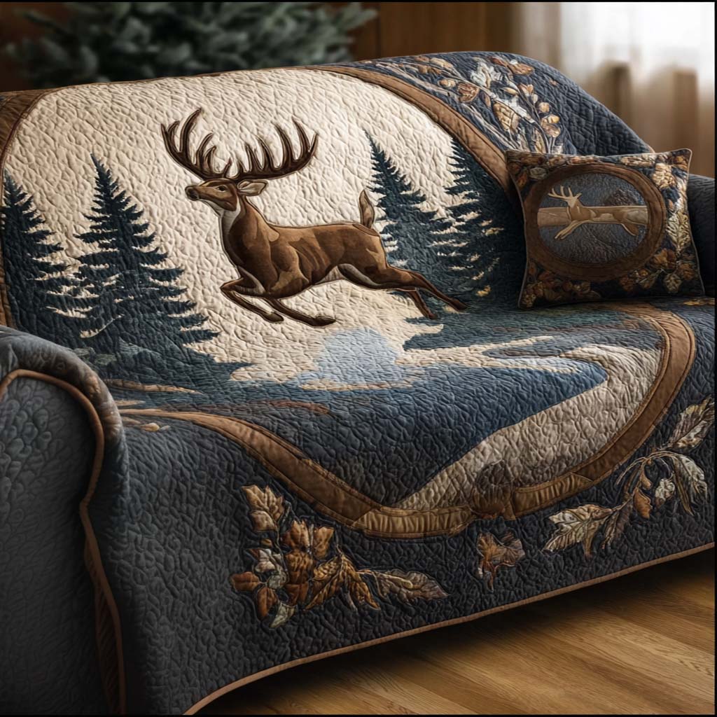 Graceful Stag Quilted Sofa Cover NCU0NT10825 – Vantique