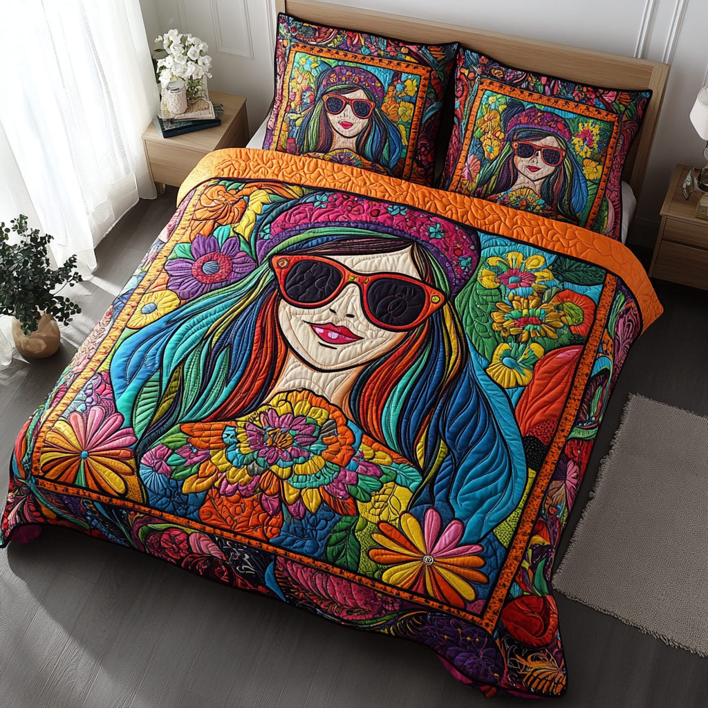 Groovy Muse 3-Piece Quilted Bedding Set NCU0VL2767 – Vantique