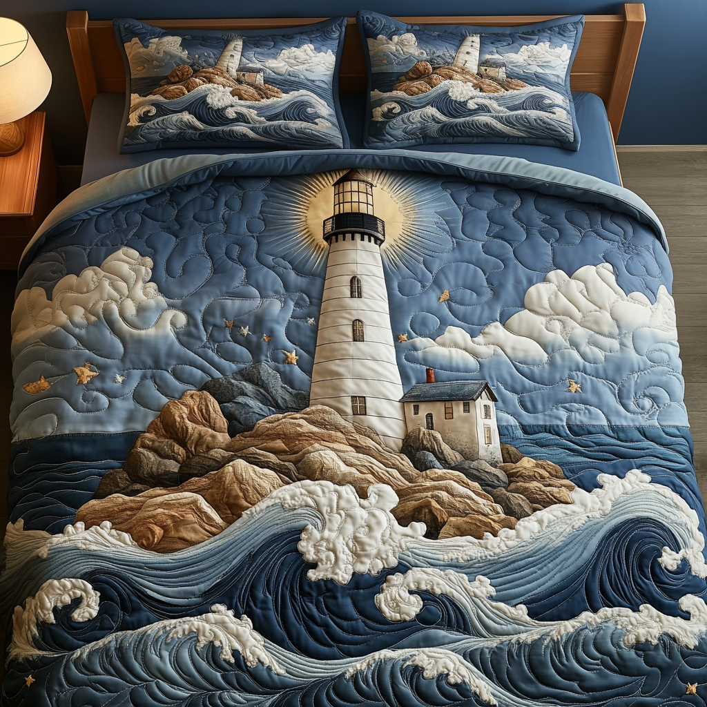 Harbor Light 3-Piece Quilted Bedding Set NCU0DV2947 – Vantique