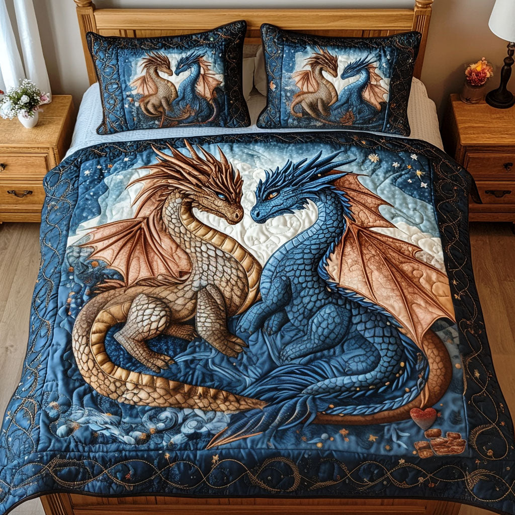 Heart of Dragons 3-Piece Quilted Bedding Set NCU0NT2616 – Vantique