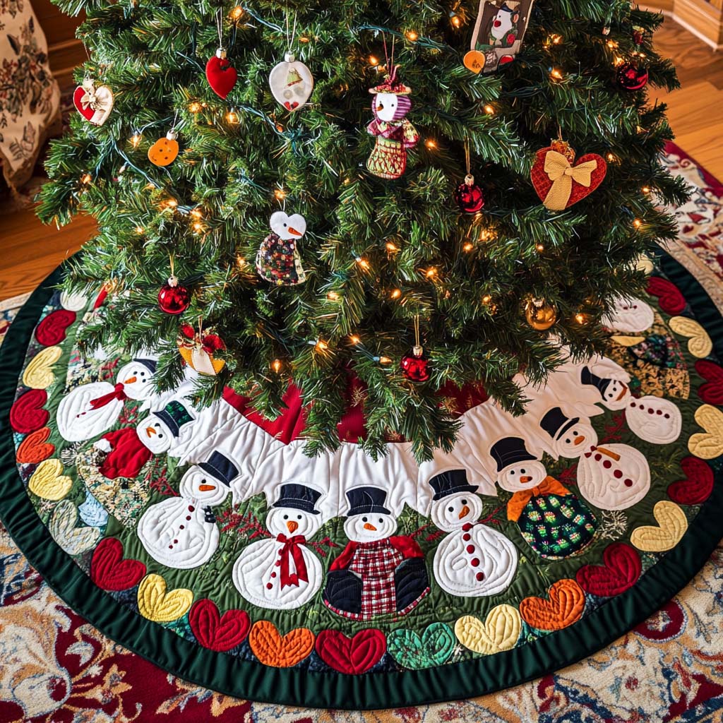 Heartfelt Snowmen Christmas Quilted Tree Skirt NCU0NT1976 – Vantique