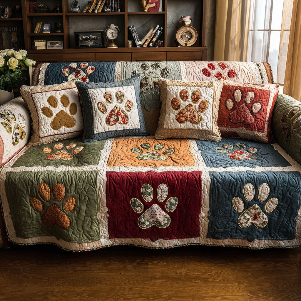 Heritage Paw Quilted Sofa Cover NCU0PT10991 – Vantique
