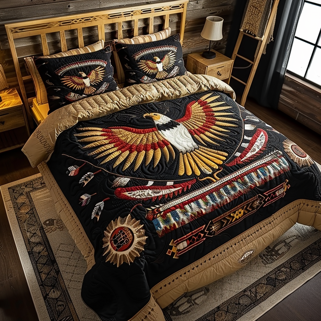 Heroic Soar Eagle 3-Piece Quilted Bedding Set NCU0TH649 – Vantique