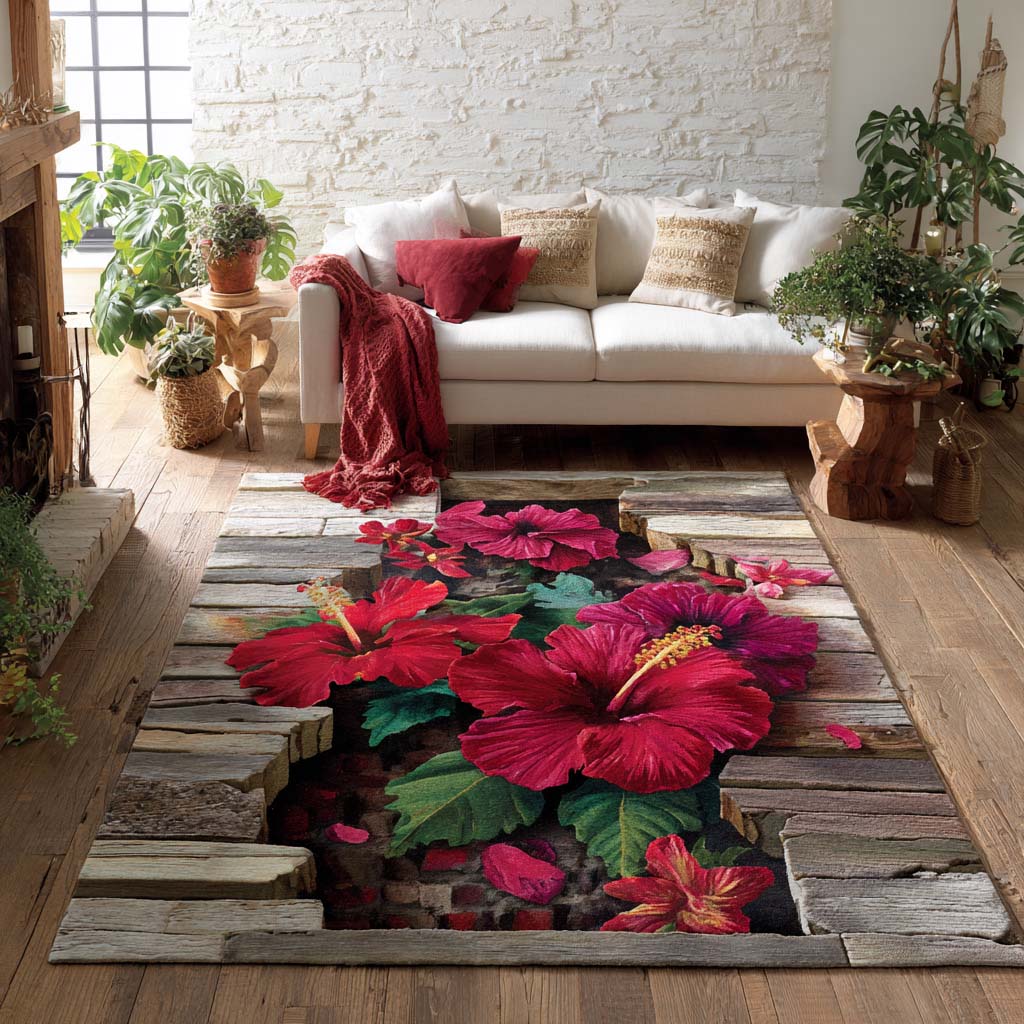 Hibiscus Charm Area Rug NCU0XD993 – Vantique
