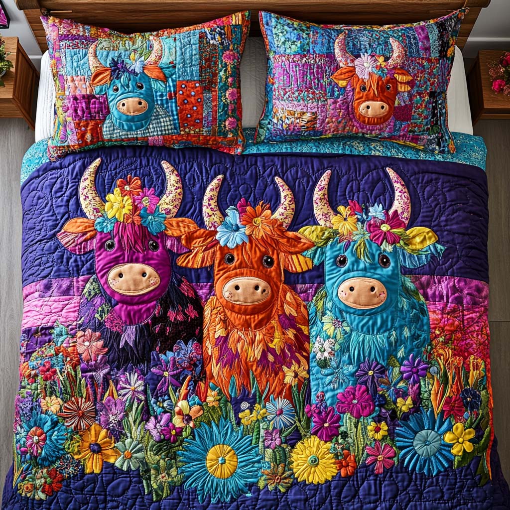 Highland Floral Bliss 3-Piece Quilted Bedding Set NCU0NT8293 – Vantique