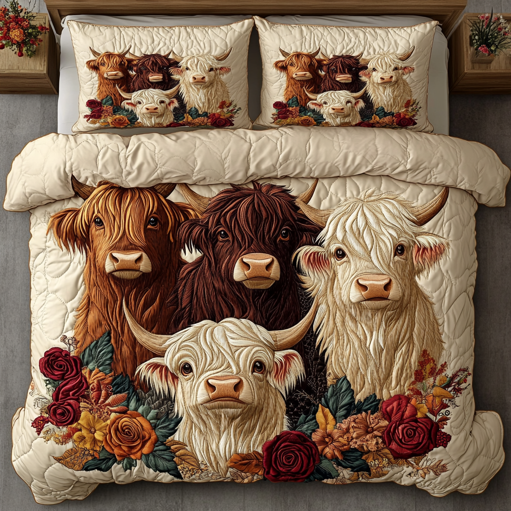 Highland Horn 3-Piece Quilted Bedding Set NCU0VH4330 – Vantique