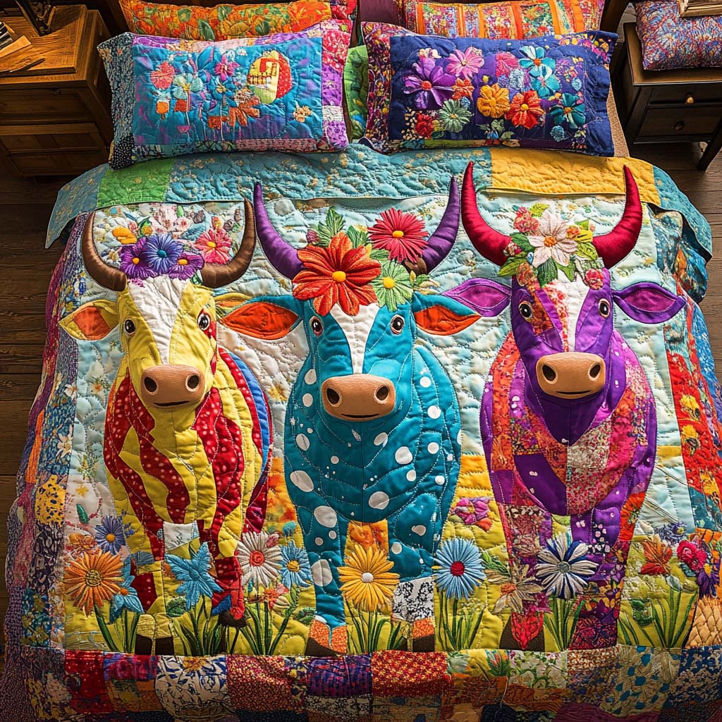 Highland Sunset Glow 3-Piece Quilted Bedding Set NCU0NT8297 – Vantique