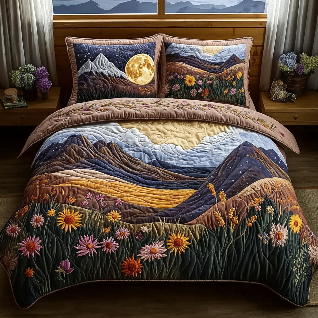 Highland Wildflower 3-Piece Quilted Bedding Set NCU0DV6187 – Vantique